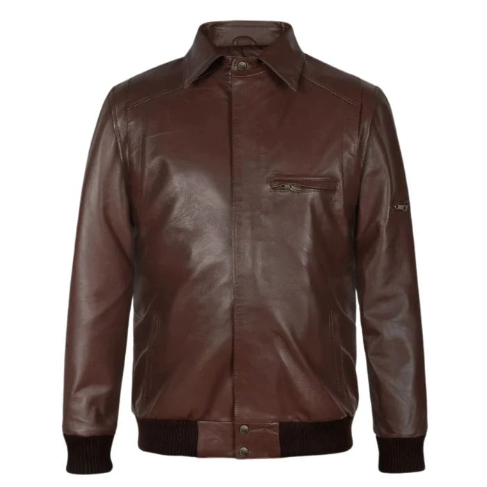 Men's Vortex Brown Leather Bomber Jacket | Hide Craftsman